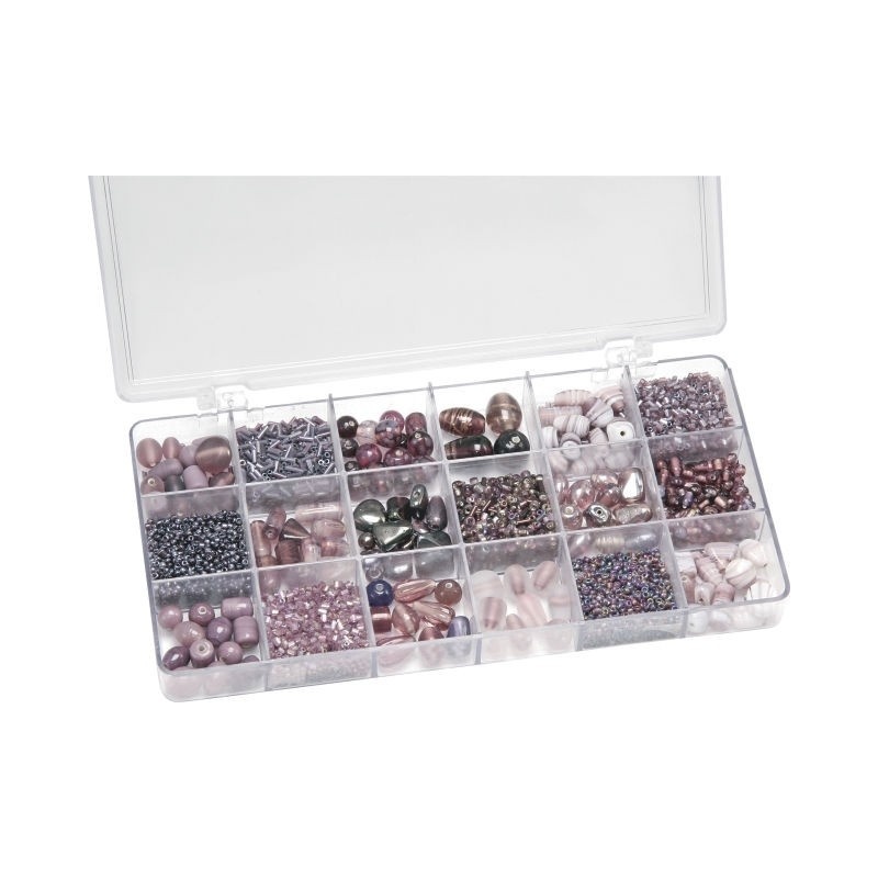 Boîte perles 200g 18 comp.mauve